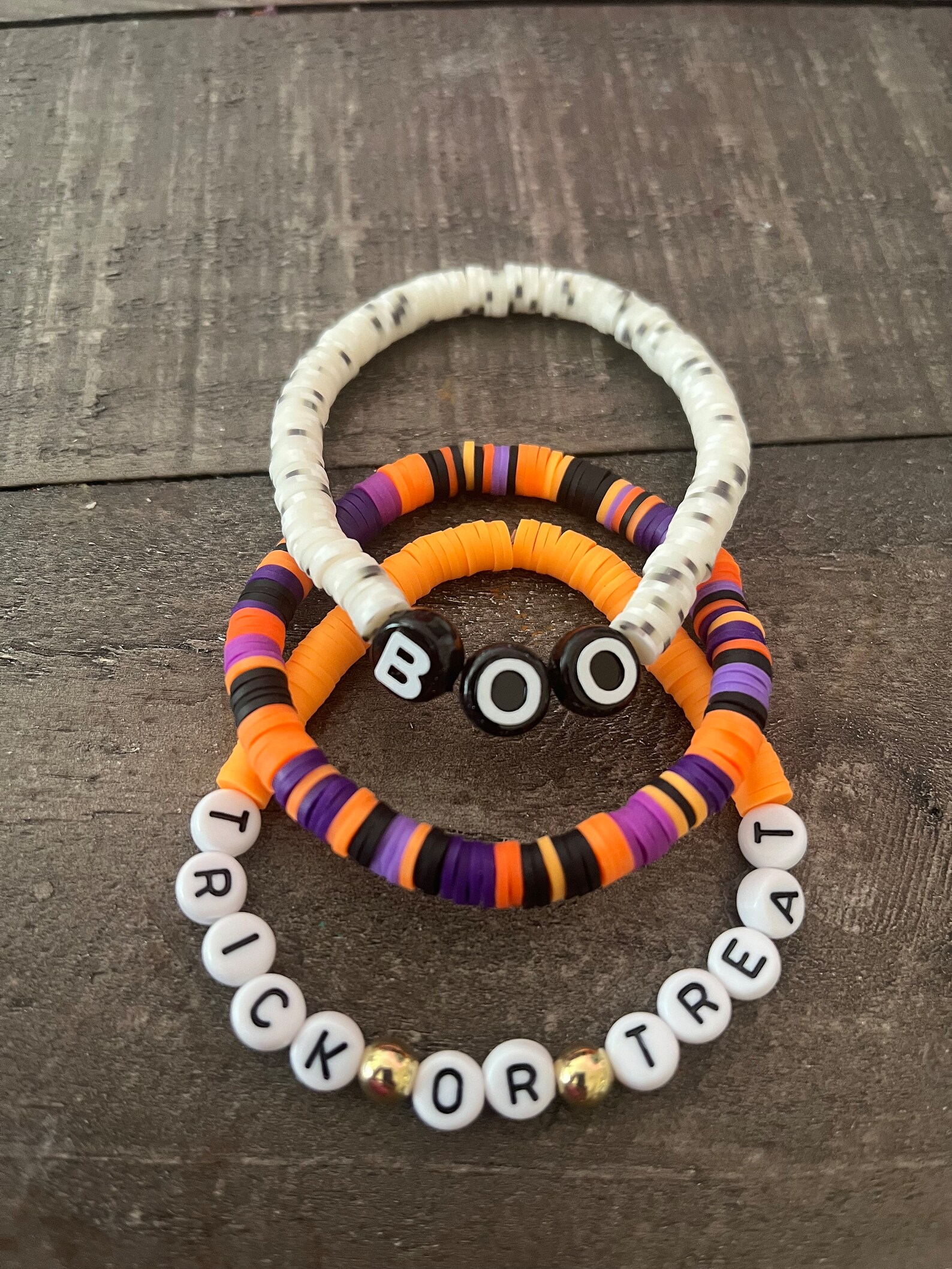 Halloween Bracelets Stack of 4- Trick or Treat. BOO. Bracelets Are ...