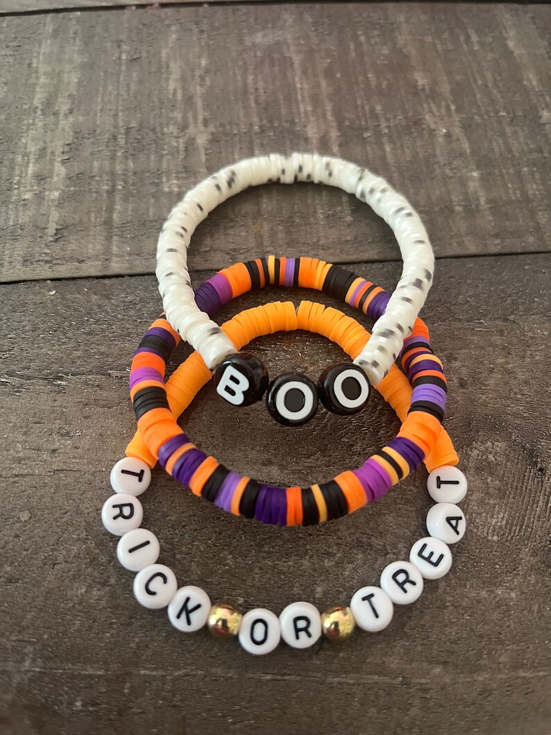 Halloween Bracelets Stack of 4- Trick or Treat. BOO. Bracelets Are ...