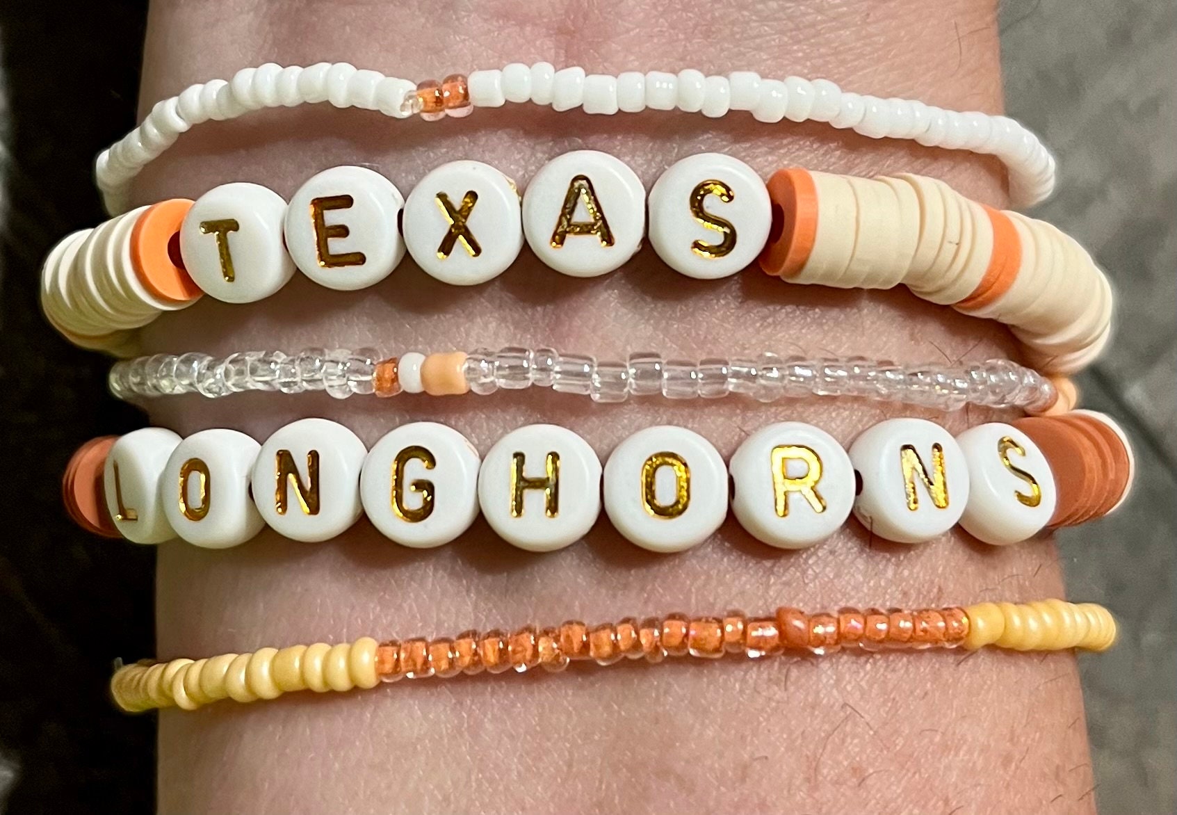 Collegiate Game Day Bracelet Stack- 5 TEXAS LONGHORNS Bracelets. Show ...