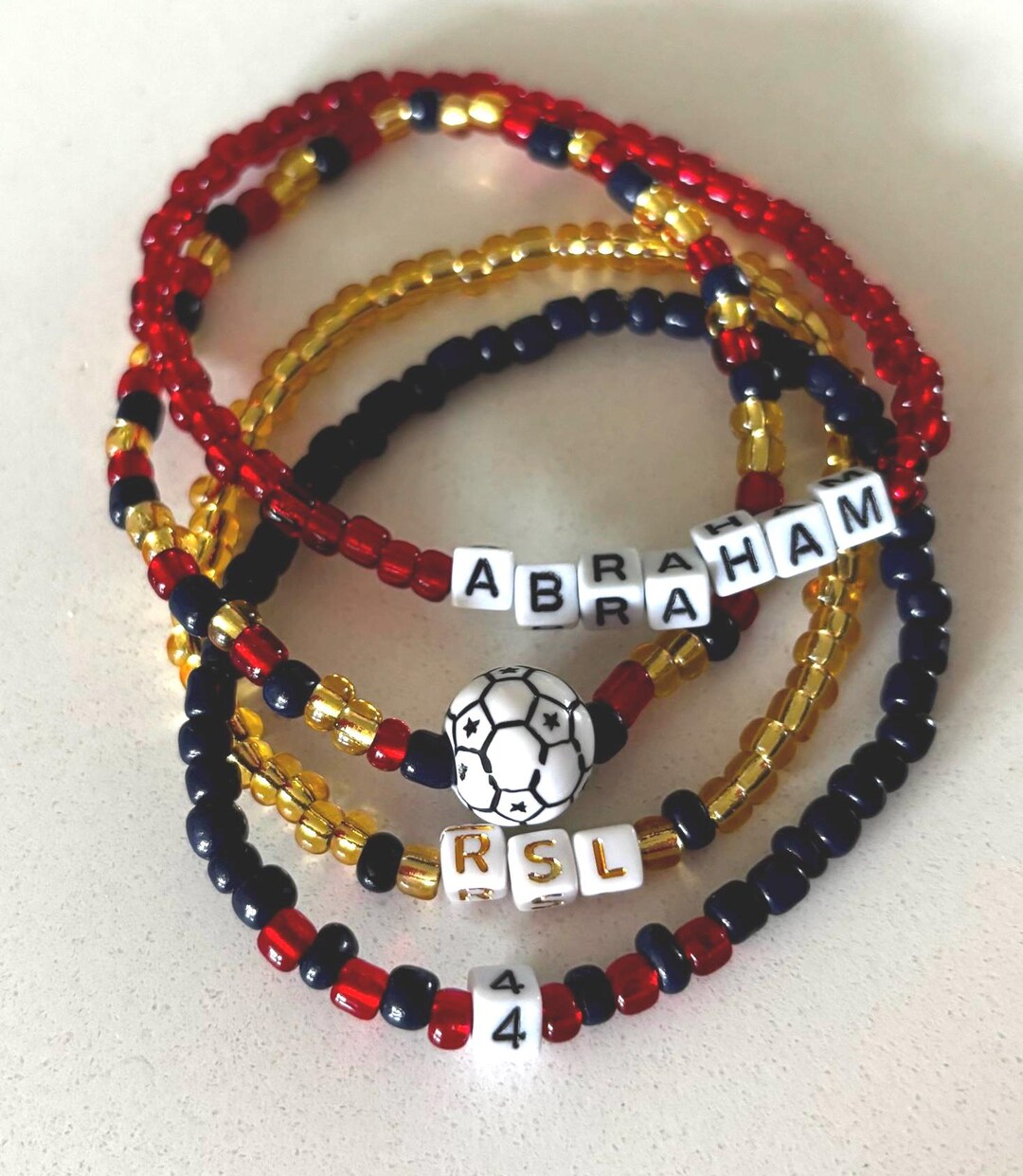 Custom Soccer Sports Team Game Day Bracelet Stack- 4 Bracelets in the ...