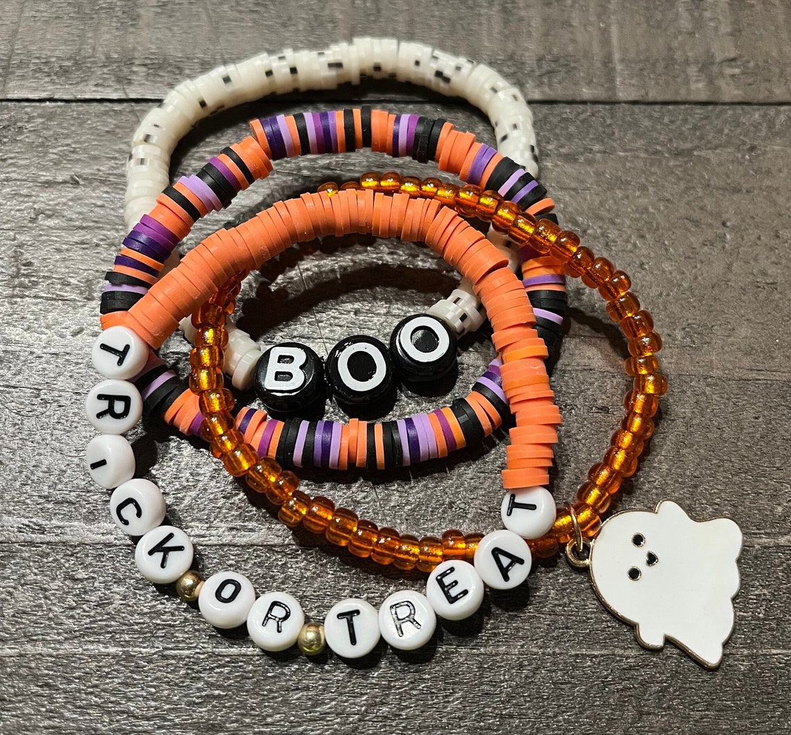 Halloween Bracelets Stack of 4- Trick or Treat. BOO. Bracelets Are ...