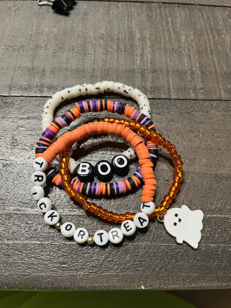 Halloween Bracelets Stack of 4- Trick or Treat. BOO. Bracelets Are ...