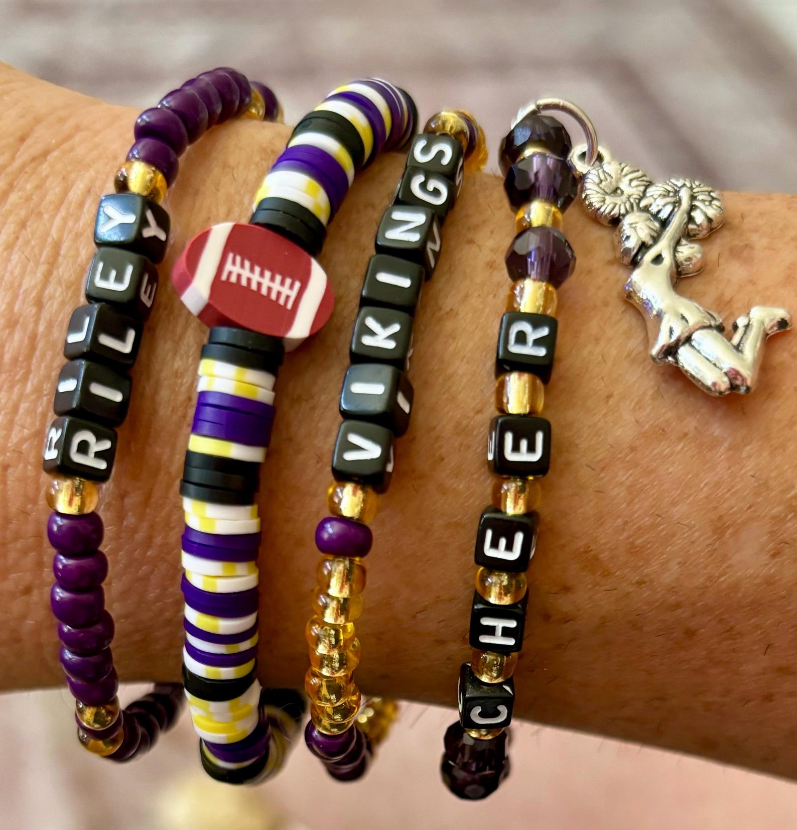Custom CHEER Sports Team Game Day Bracelet Stack- 4 Bracelets in the ...