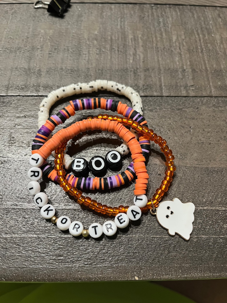 Halloween Bracelets Stack of 4- Trick or Treat. BOO. Bracelets Are ...