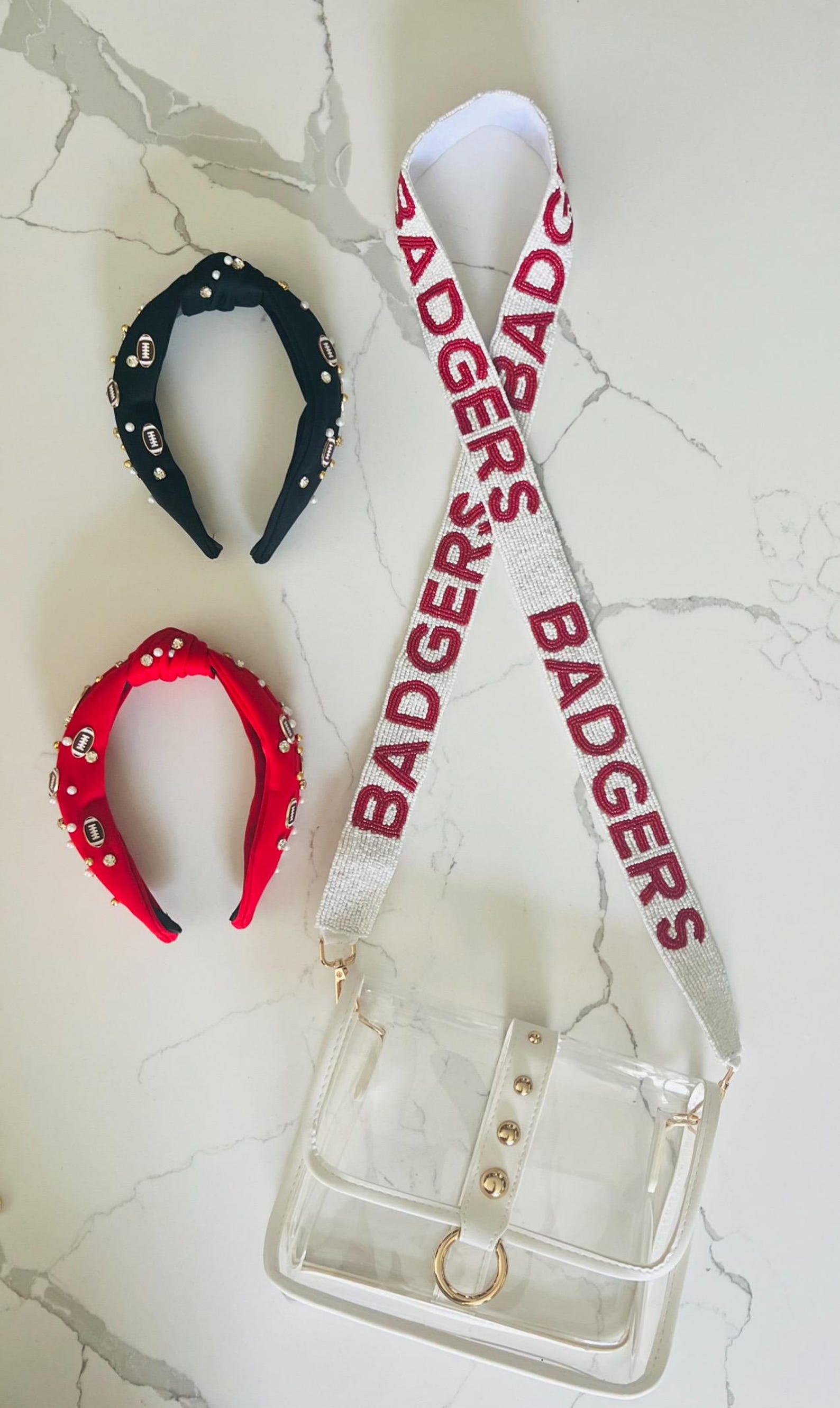 Badgers Beaded Football Purse Straps / Midwest Volleyball Team Bag ...