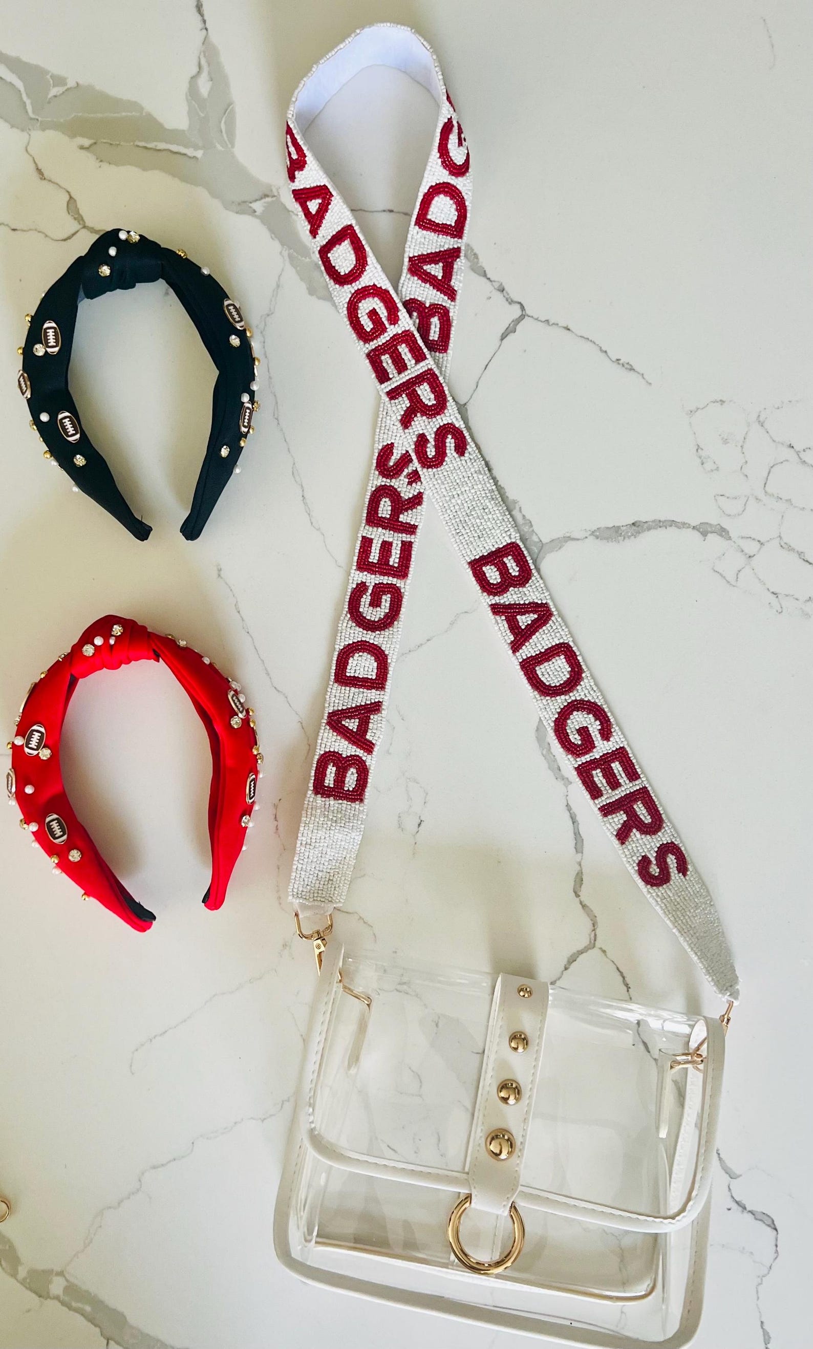 Badgers Beaded Football Purse Straps / Midwest Volleyball Team Bag ...
