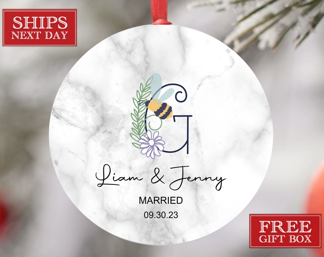 Personalized Marriage Bumble Bee Christmas Ornament - First Christmas ...