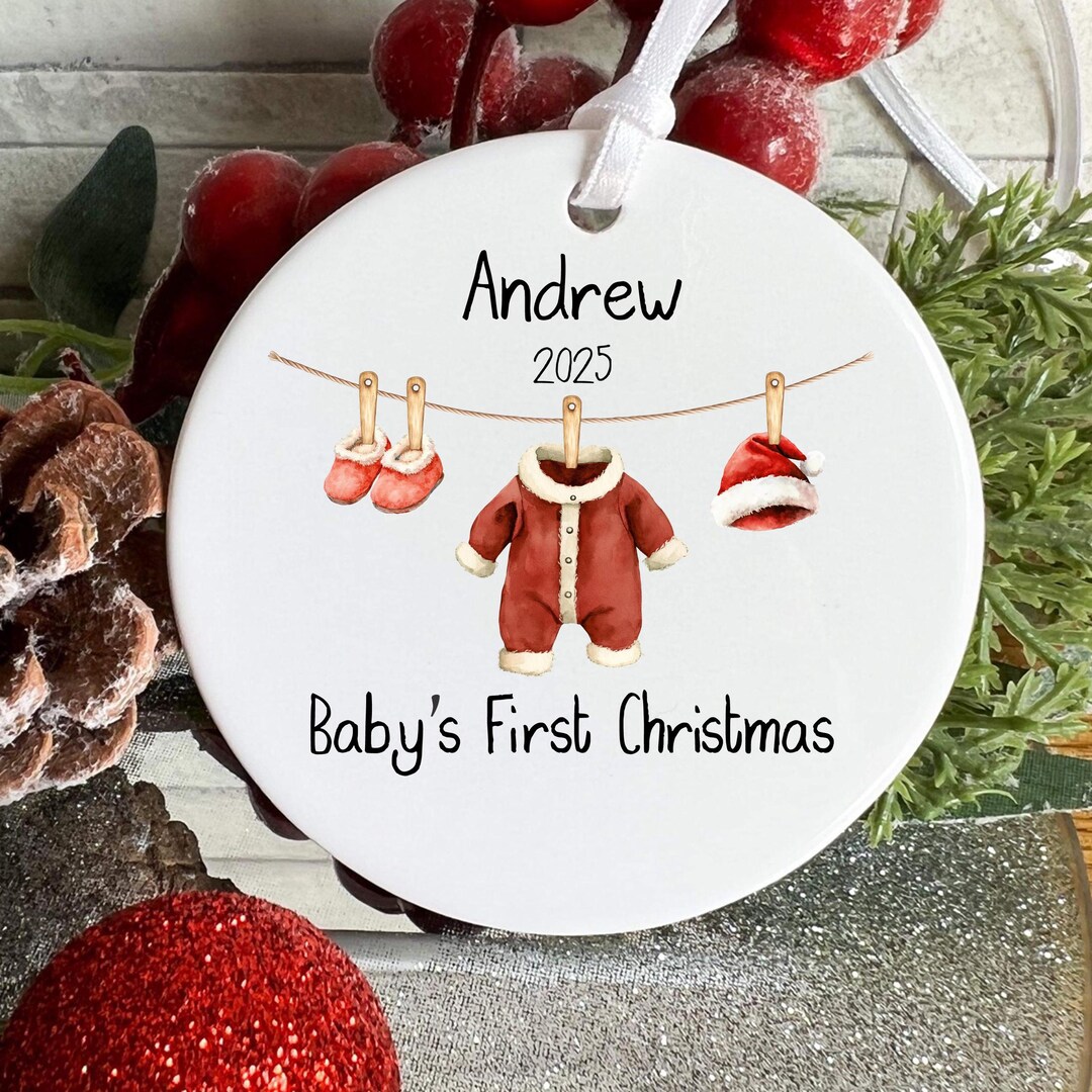 Personalized First Christmas Baby Boy Ornament - Custom Name Baby Boy ...