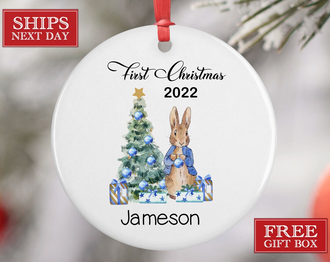 Baby's First Christmas Ornament - Personalized Peter Rabbit 1st ...