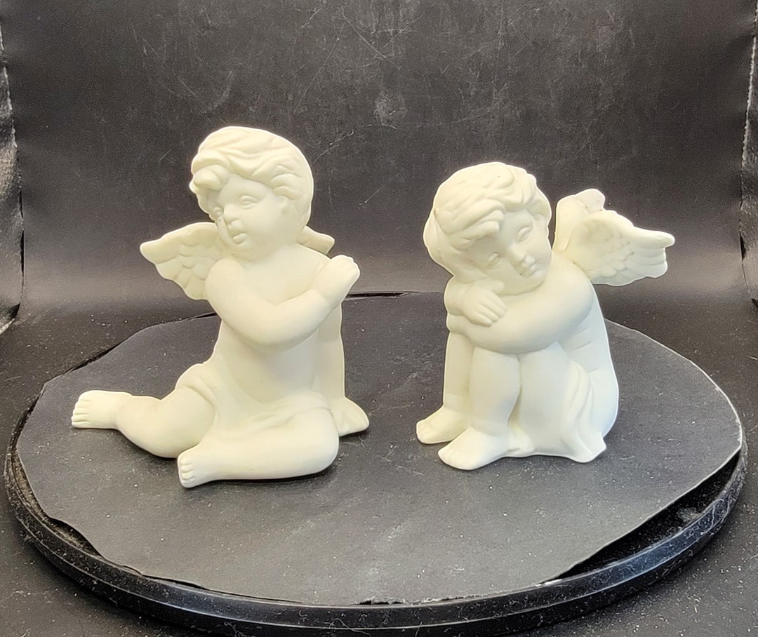 Vintage Porcelain Cherub Figurines Pair, Angel Statues, Home Decor, Collectibles, Gift for Her ...
