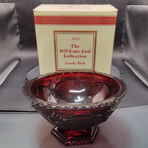 AVON 1876 Cape Cod Collection, Ruby Red, Candy Bowl, Original Box, 1980 ...