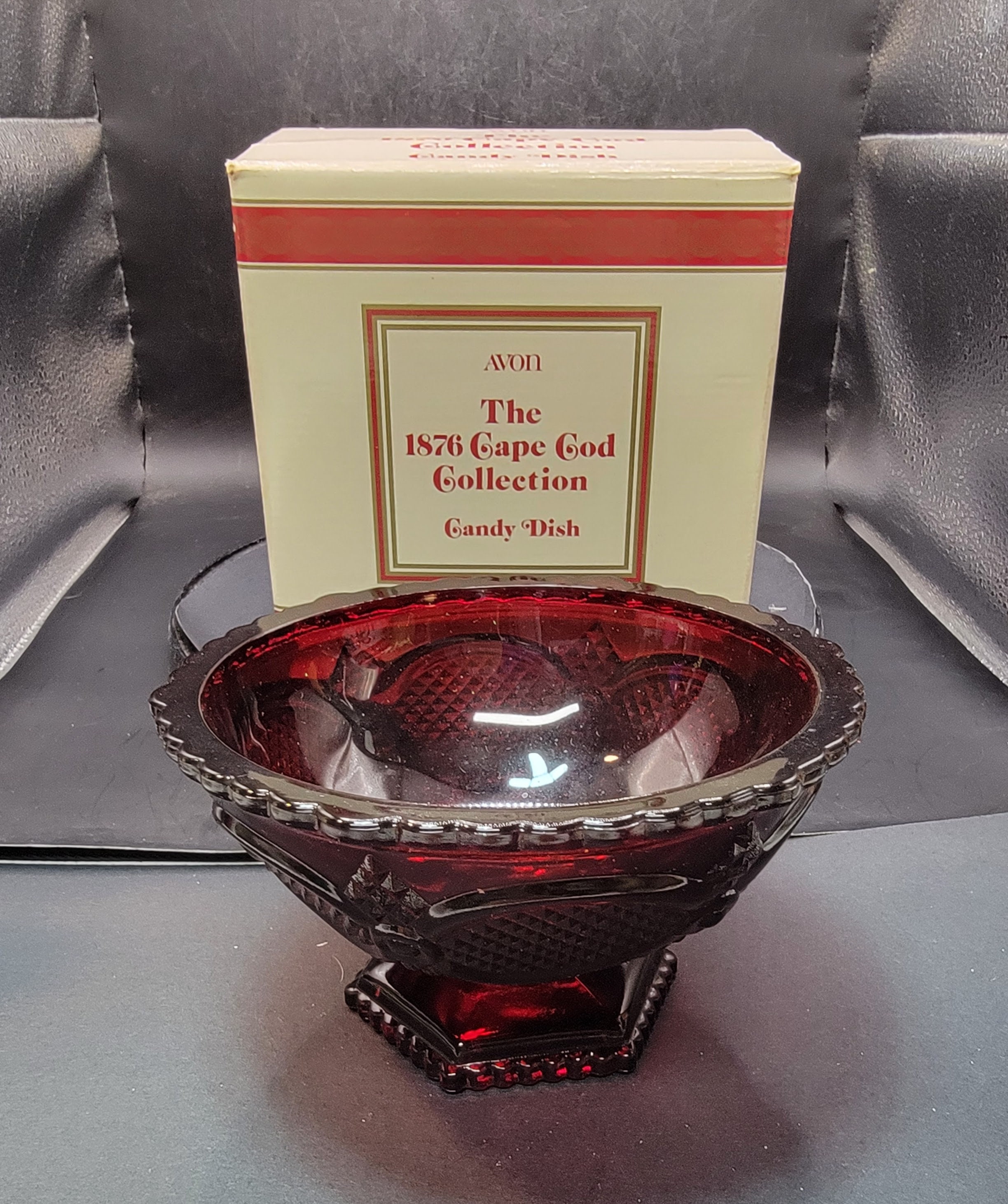 AVON 1876 Cape Cod Collection, Ruby Red, Candy Bowl, Original Box, 1980 ...
