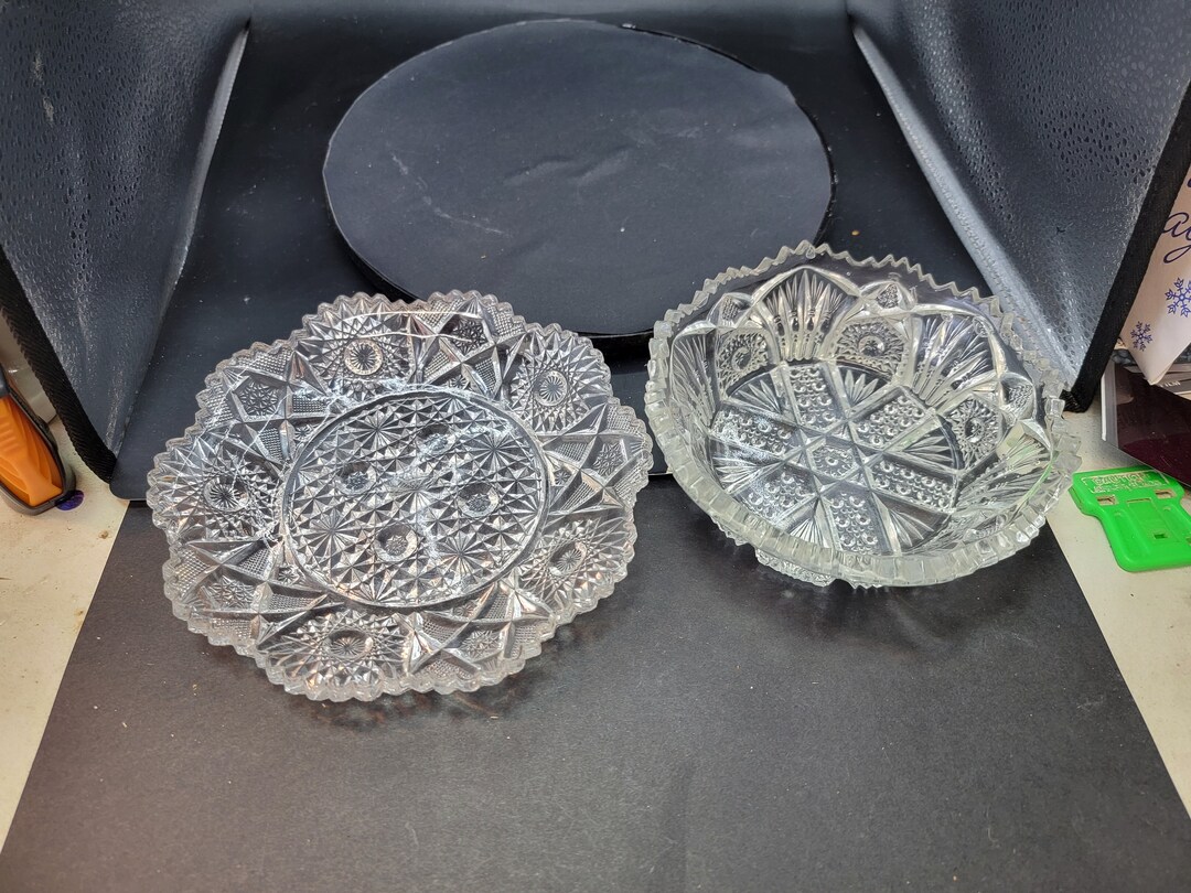 MCM Heavy Cut Glass Serving Dishes, Vintage Tableware, 1950's Decor ...