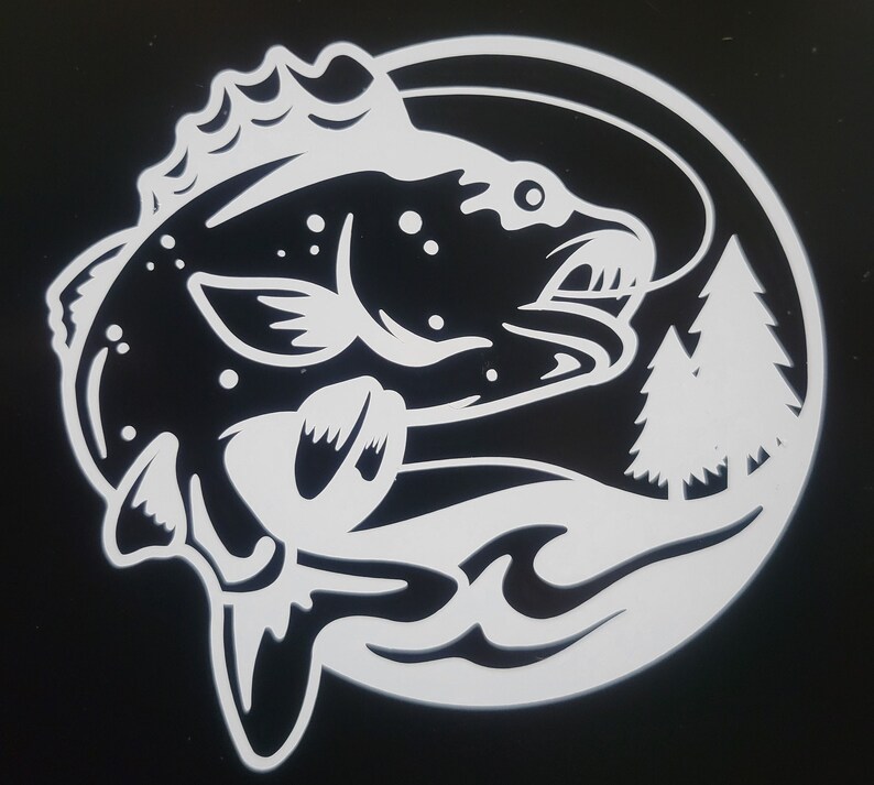 White Vinyl Fishing Sticker - Etsy