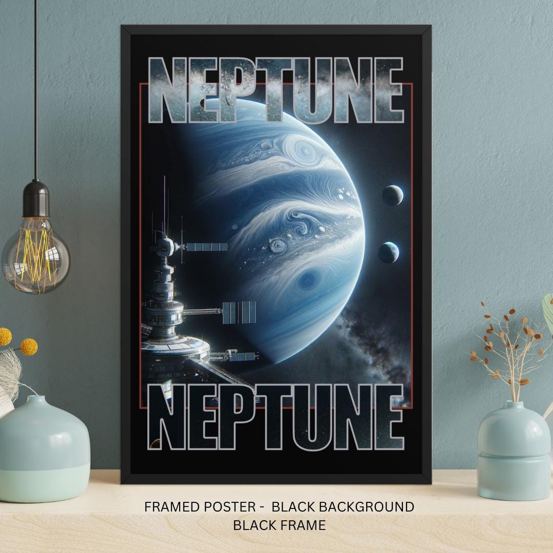 Neptune Deep Blue Poster - Premium Framed Art, Museum-quality Print for ...