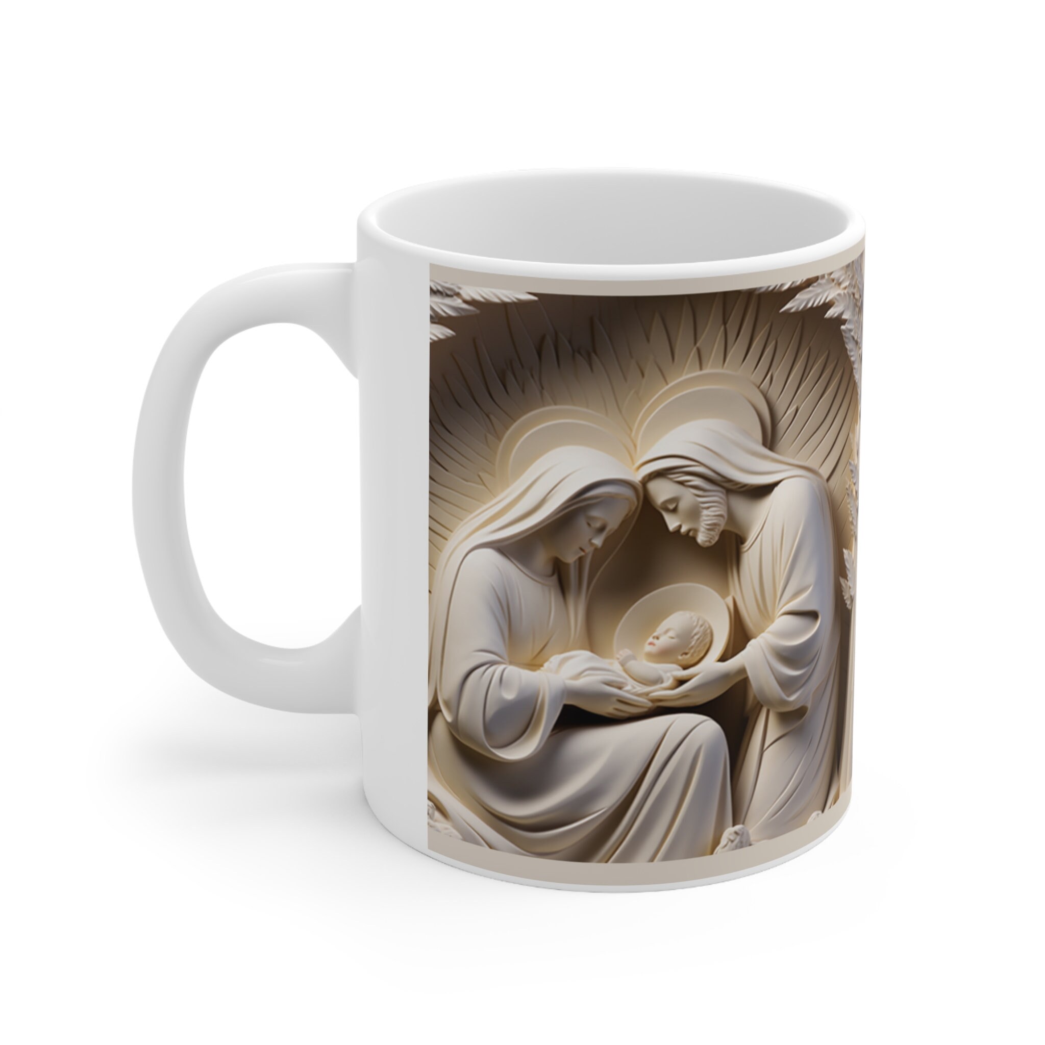 Beautiful 3D Illusion Holy Family Ceramic Mug 11oz Sublimated, Beverage ...
