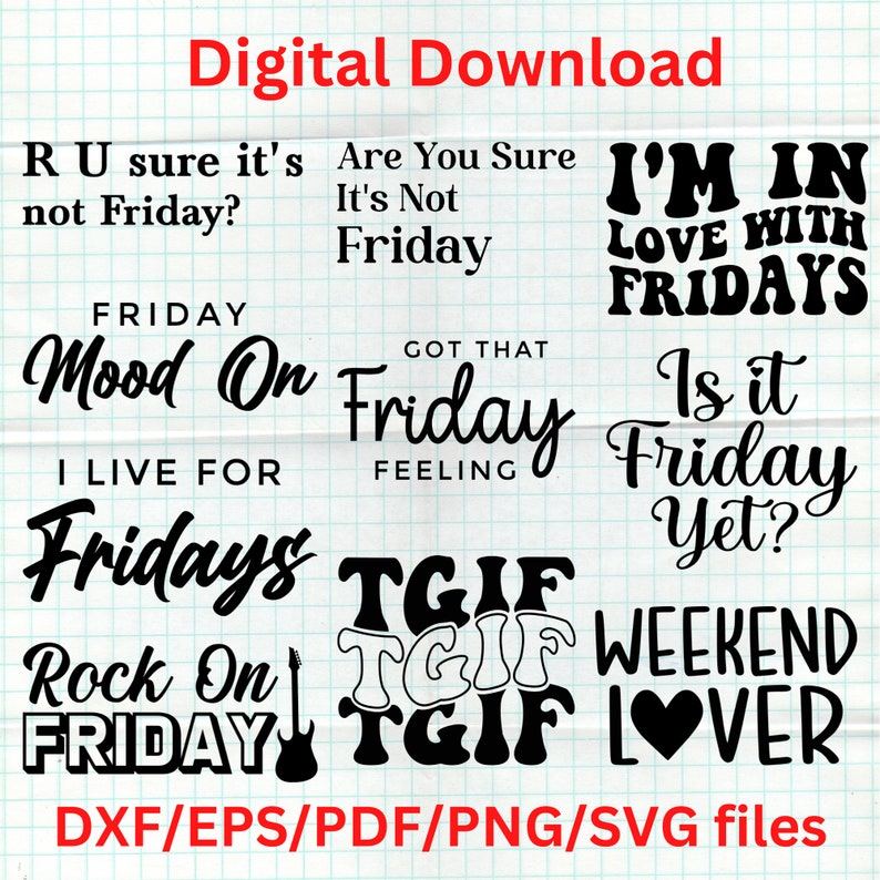 Friday Friday Digital Design Pack Dxf Eps Pdf Png Svg - Etsy