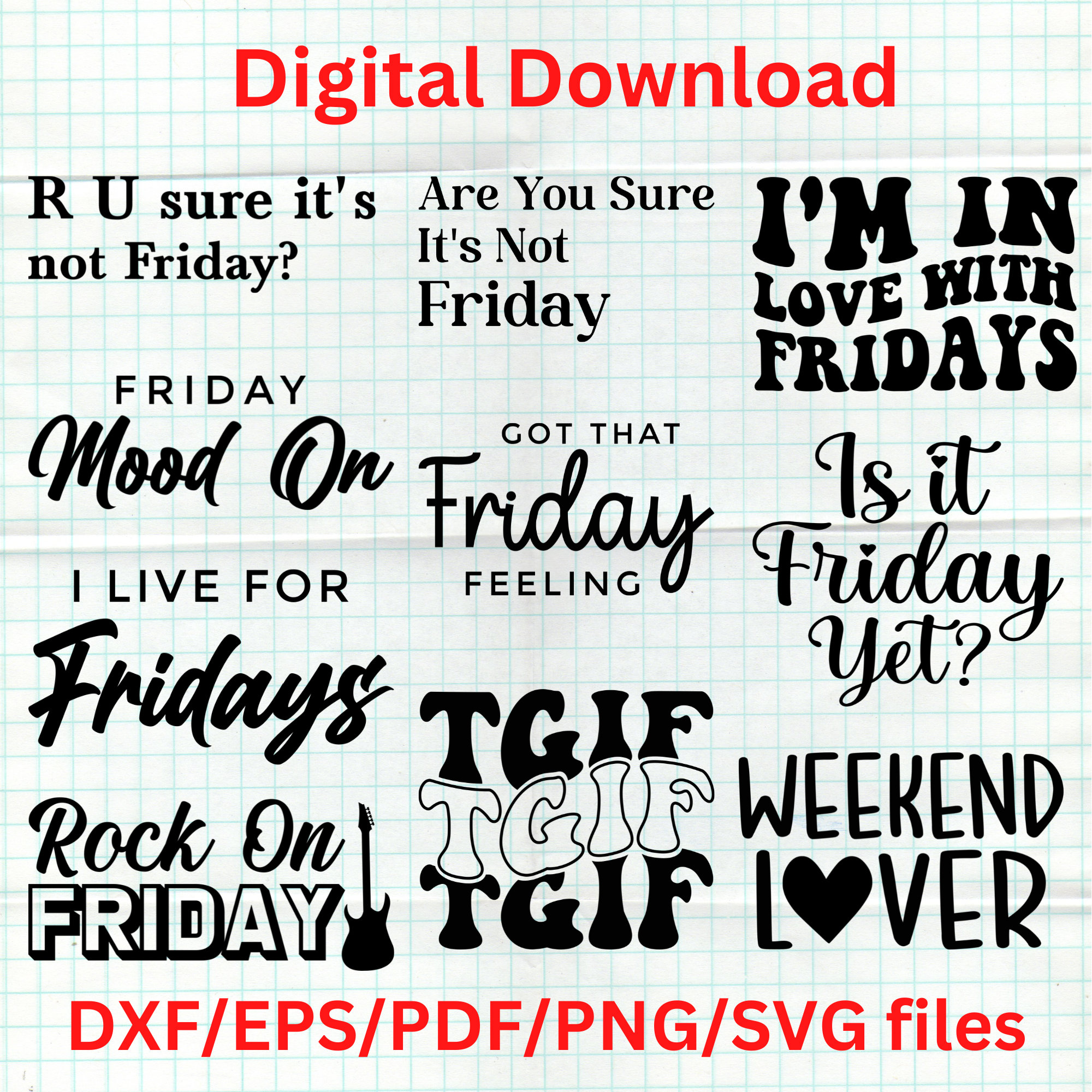 Friday Friday Digital Design Pack Dxf Eps Pdf Png Svg - Etsy
