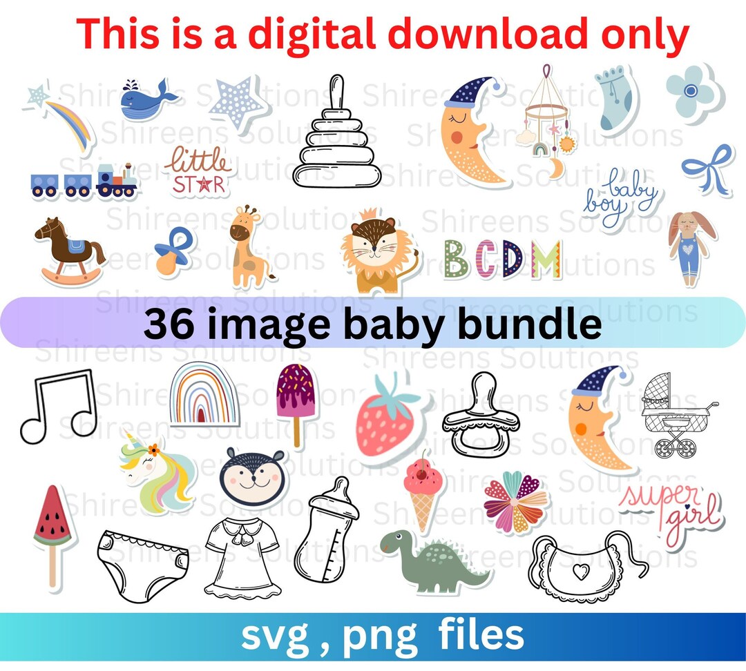 Baby SVG Bundle, Baby Shower Clipart, Newborn PNG, Cut File for Cricut ...