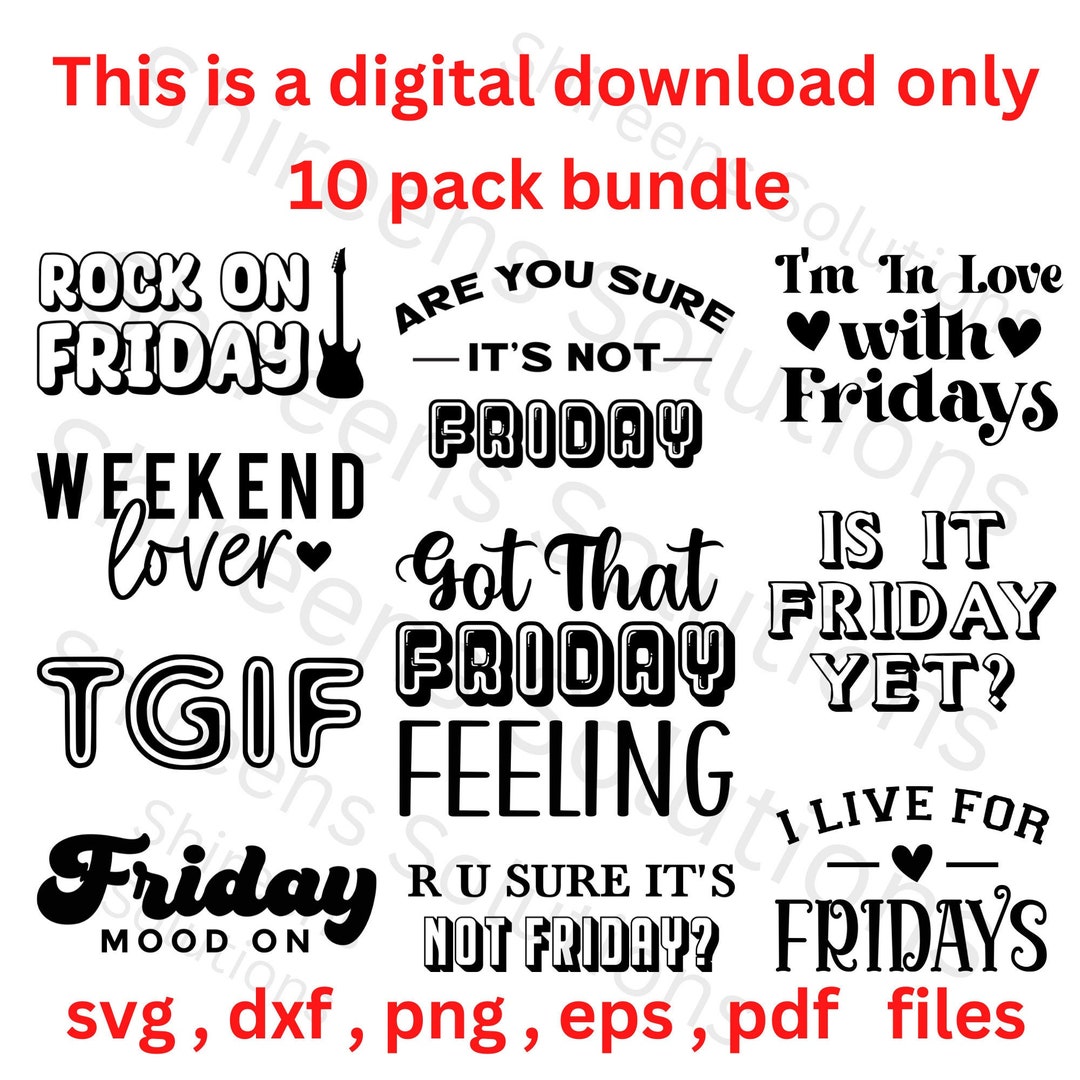 Friday Digital Design Pack Dxf, Eps, Pdf, Png, Svg Design Files ...