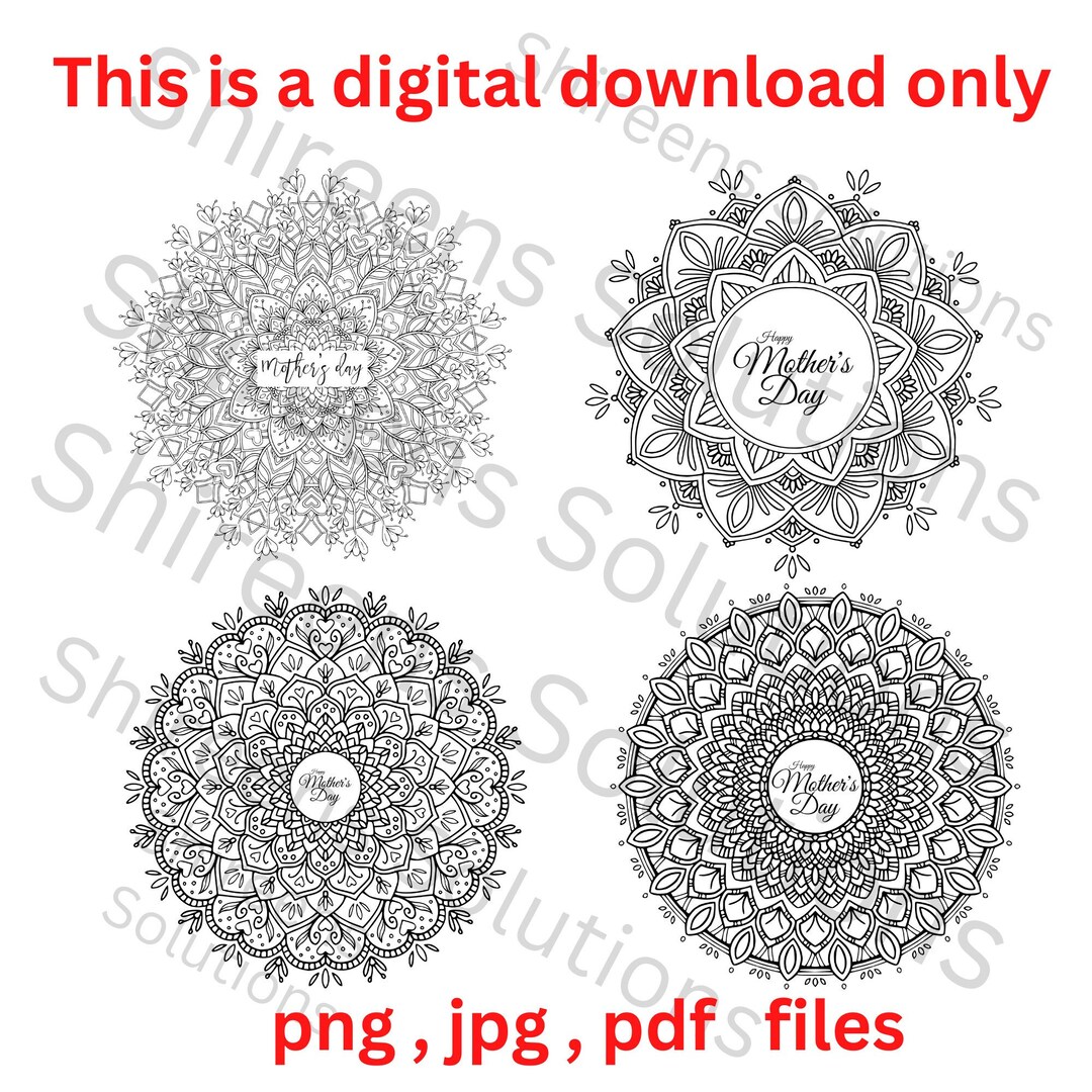 Mothers Day Mandala, Mandala Bundle, Mandala Coloring, Mandala Pdf ...