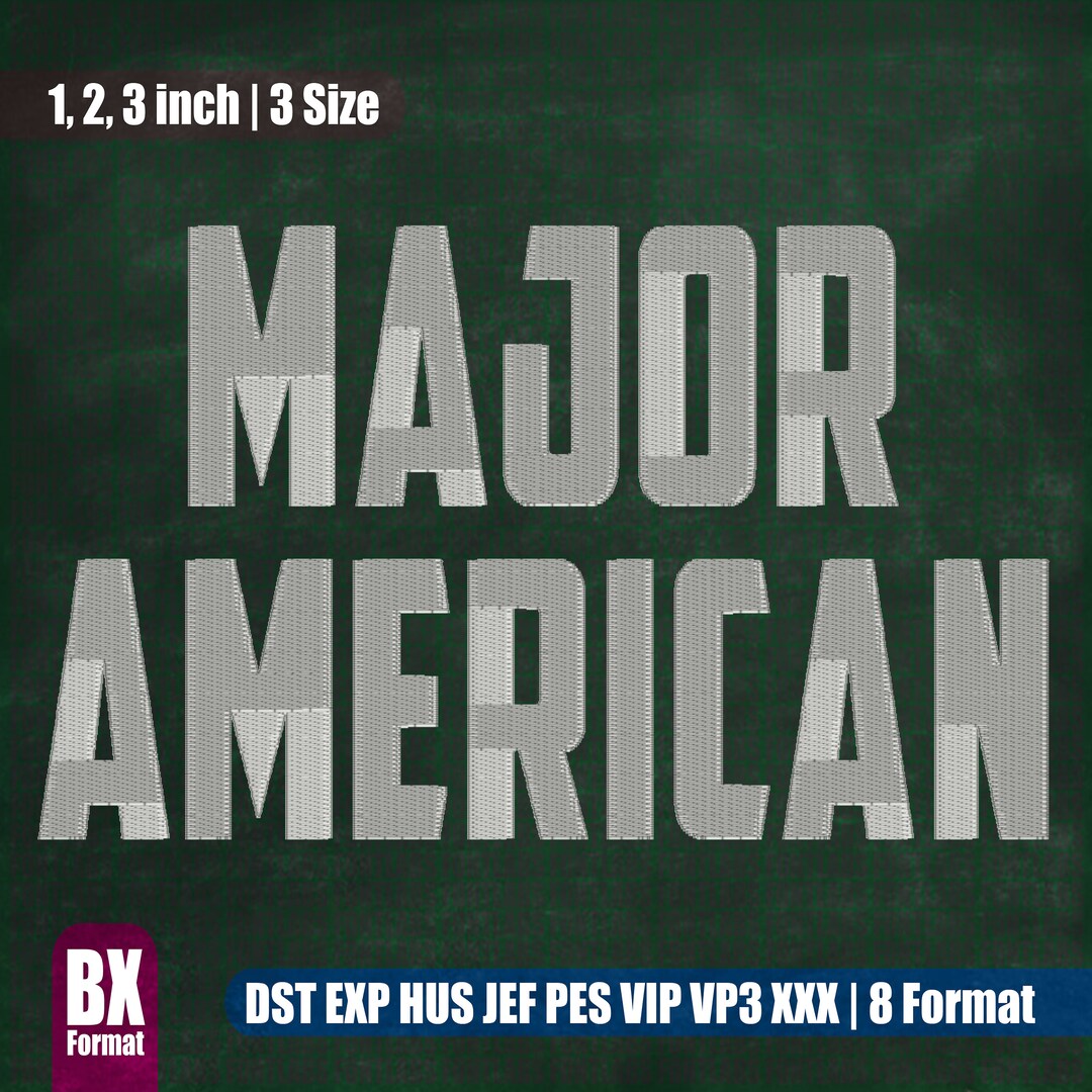 Major American Embroidery Font, All Formats (instant Download) - Etsy