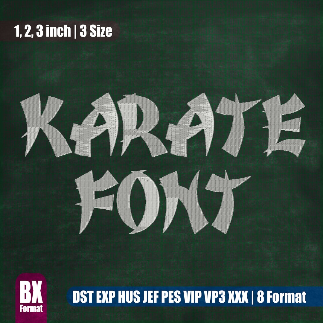 Karate Font｜embroidery Font｜all Formats Bx｜machine Embroidery Design ...