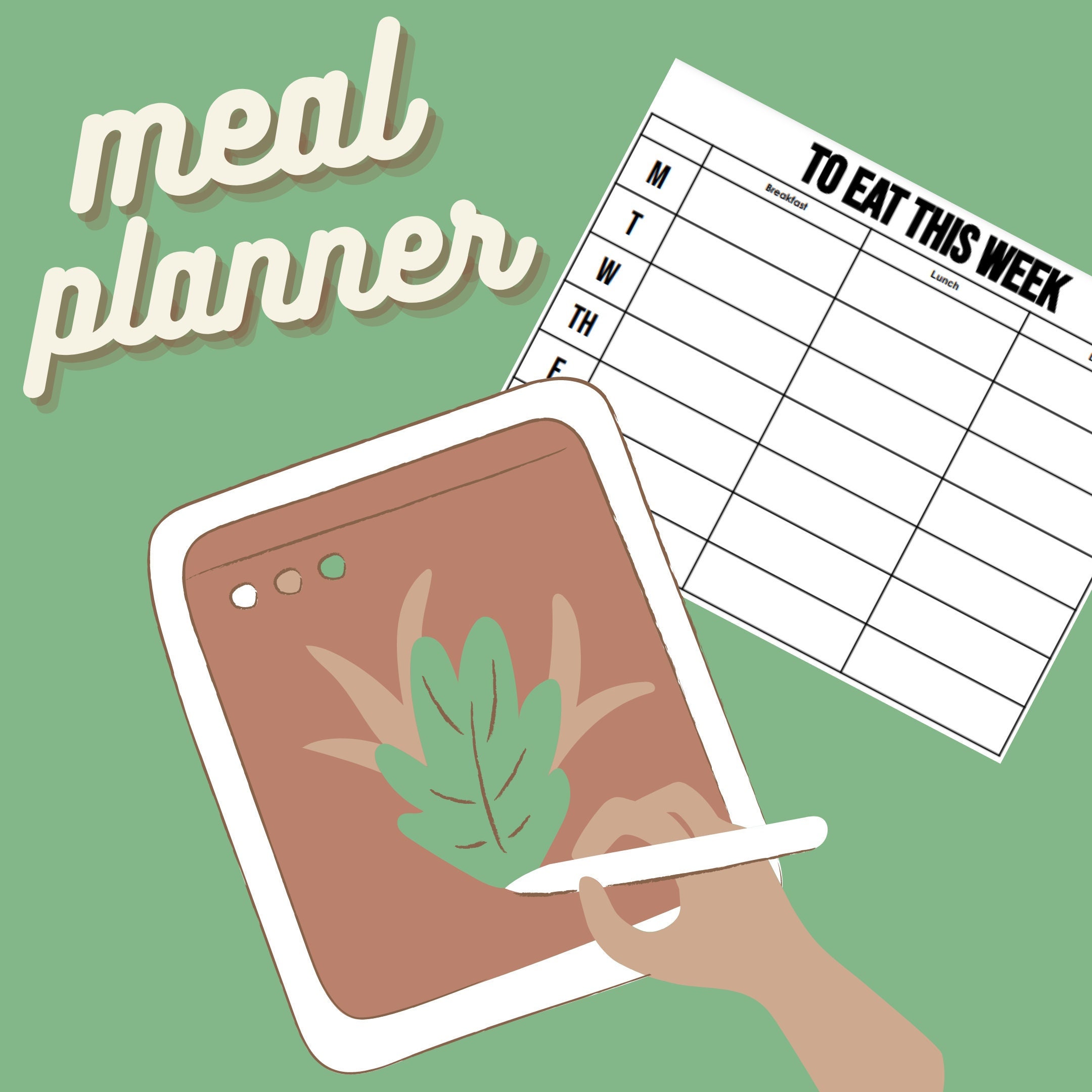 5 Day Weekly Meal Planner Worksheet Horizontal Pdf - Etsy