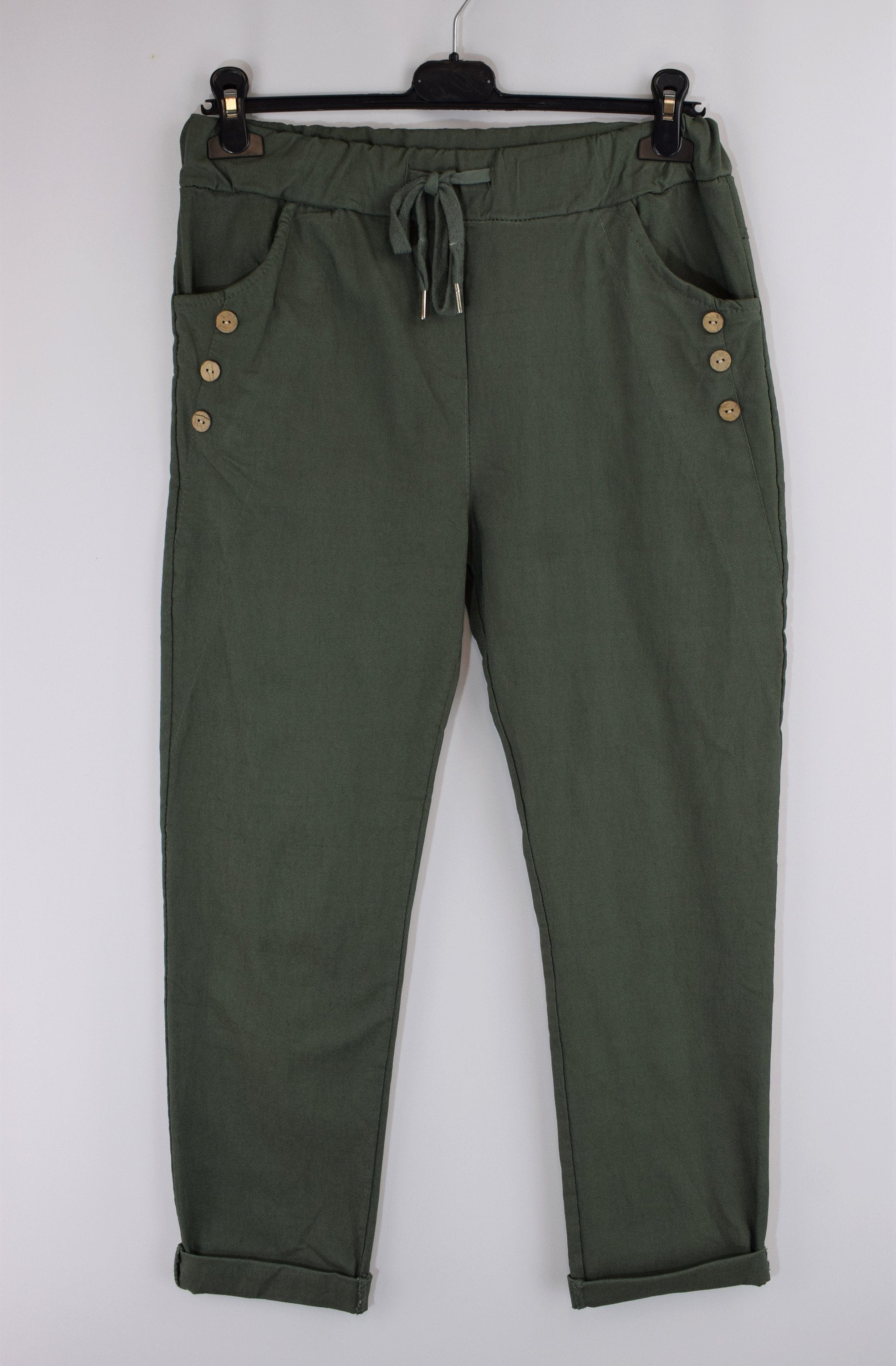 Ladies Italian Stretchy Button Design Detail Magic Trousers. - Etsy