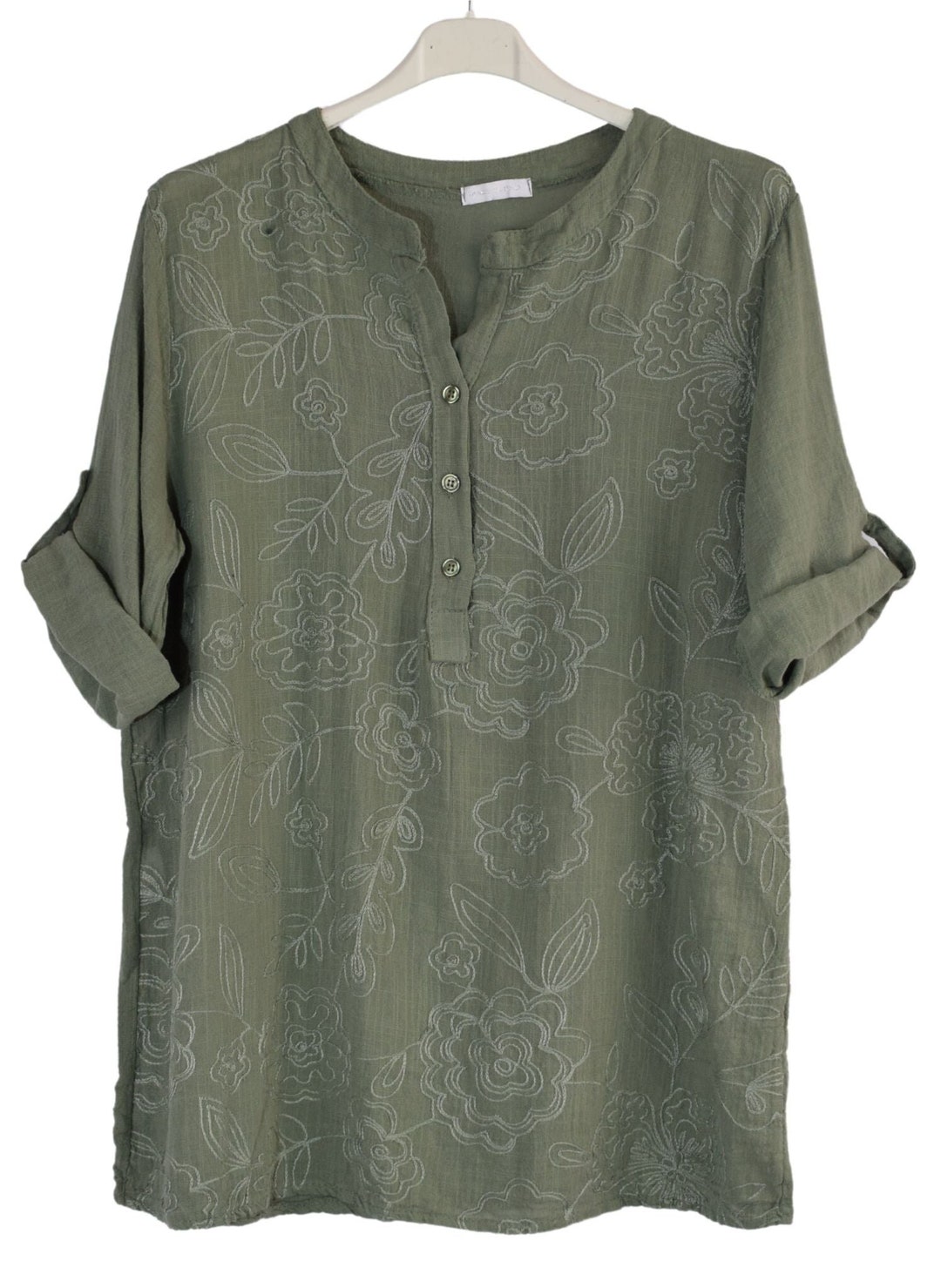 Embroidered Cotton Henley Tunic Top: Lightweight Summer Shirt - Etsy