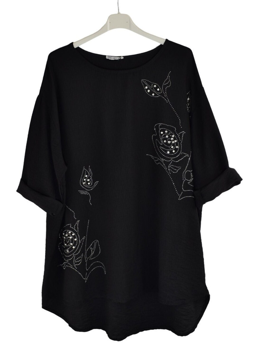 Diamante Summer Top With Rose Design Detail for Women With Intricate ...