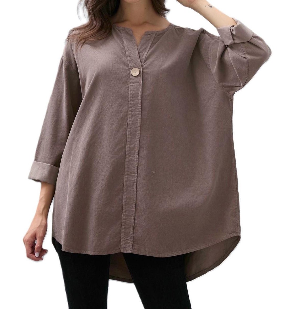 Italian Lagenlook Fine Cord Tunic Top With Button Detail Autumn ...