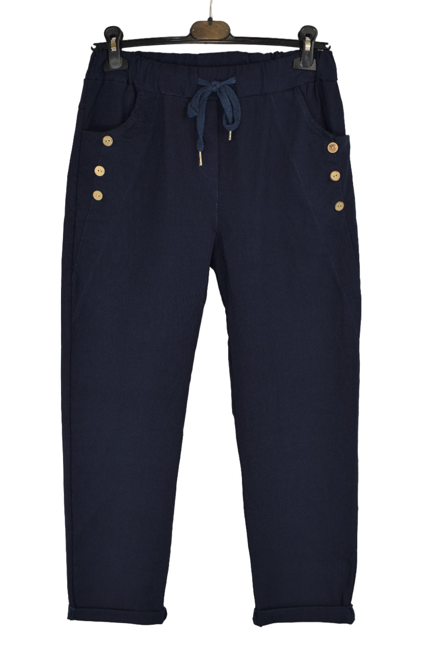 Ladies Italian Stretchy Button Design Detail Magic Trousers. - Etsy