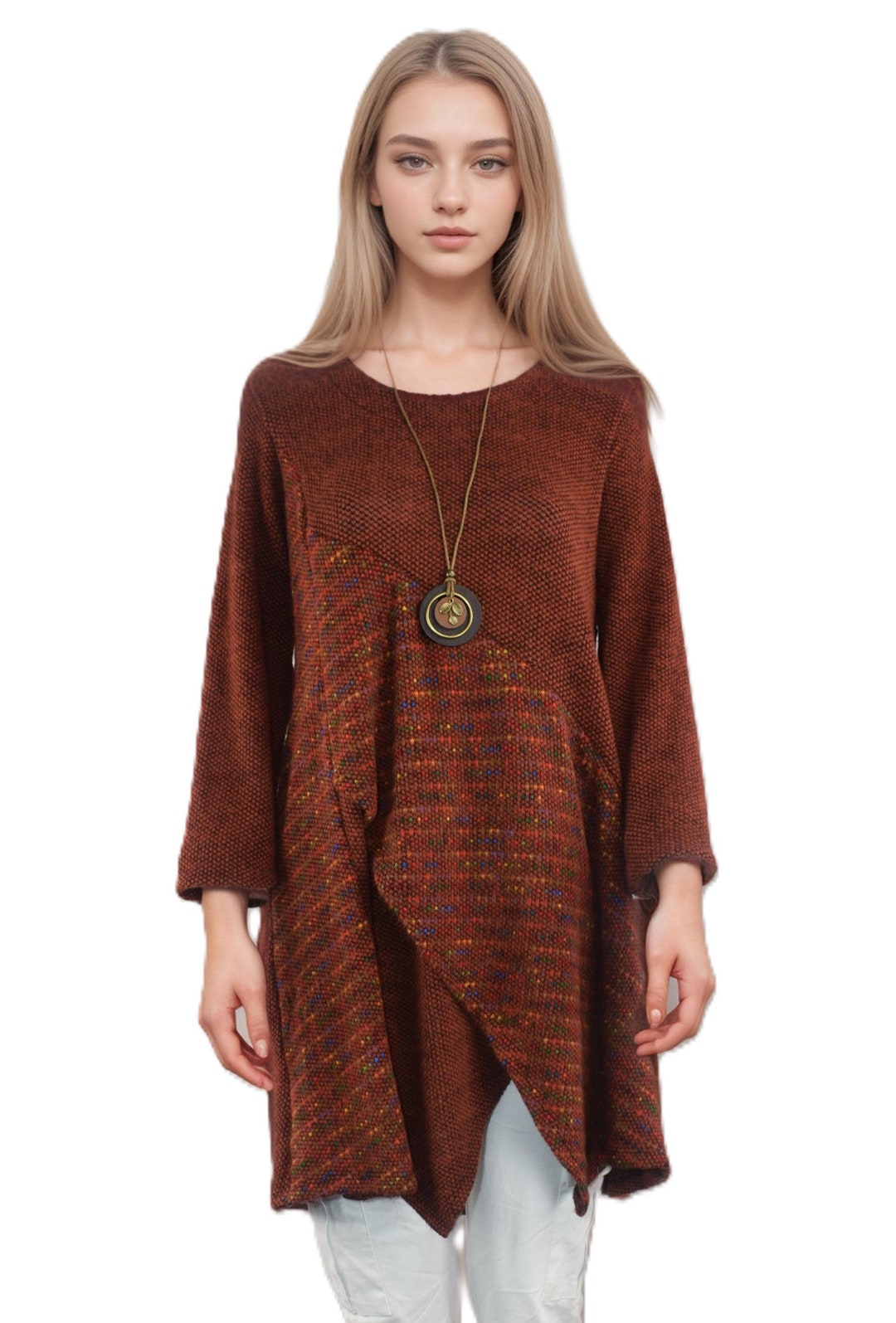Italian Lagenlook Diagonal Panel Autumn Flared Tunic Top With Pendant. - Etsy UK