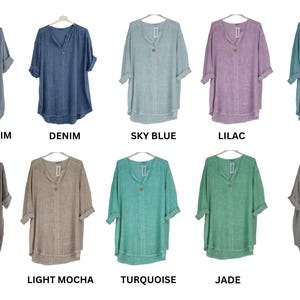 Ladies Italian Lagenlook Oversized Cotton Lightweight Summer Tunic Top ...