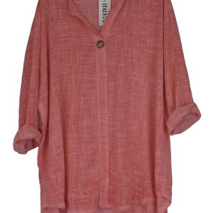 Ladies Italian Lagenlook Oversized Cotton Lightweight Summer Tunic Top ...