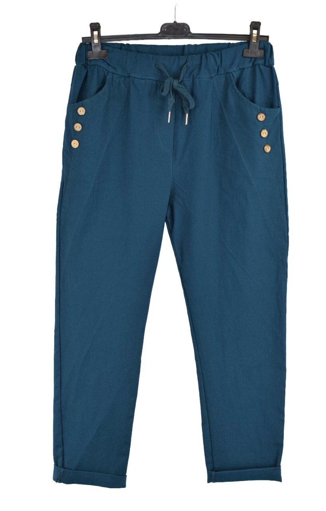 Ladies Italian Stretchy Button Design Detail Magic Trousers. - Etsy