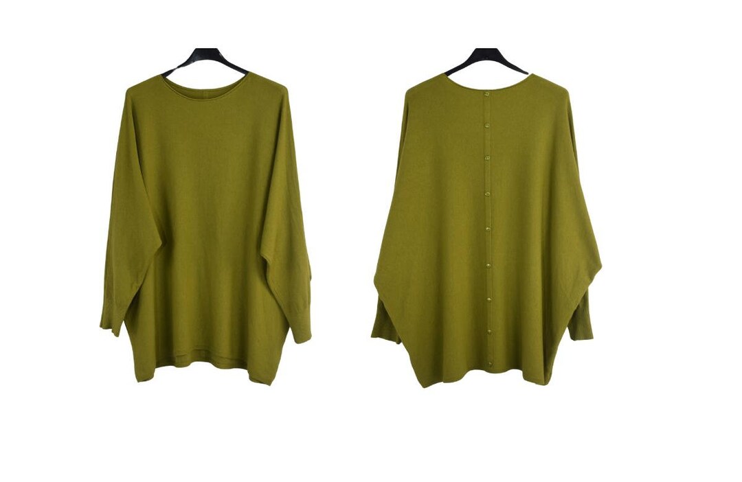 Italian Lagenlook Batwing Button Back Jumper for Autumn / Winter - Etsy
