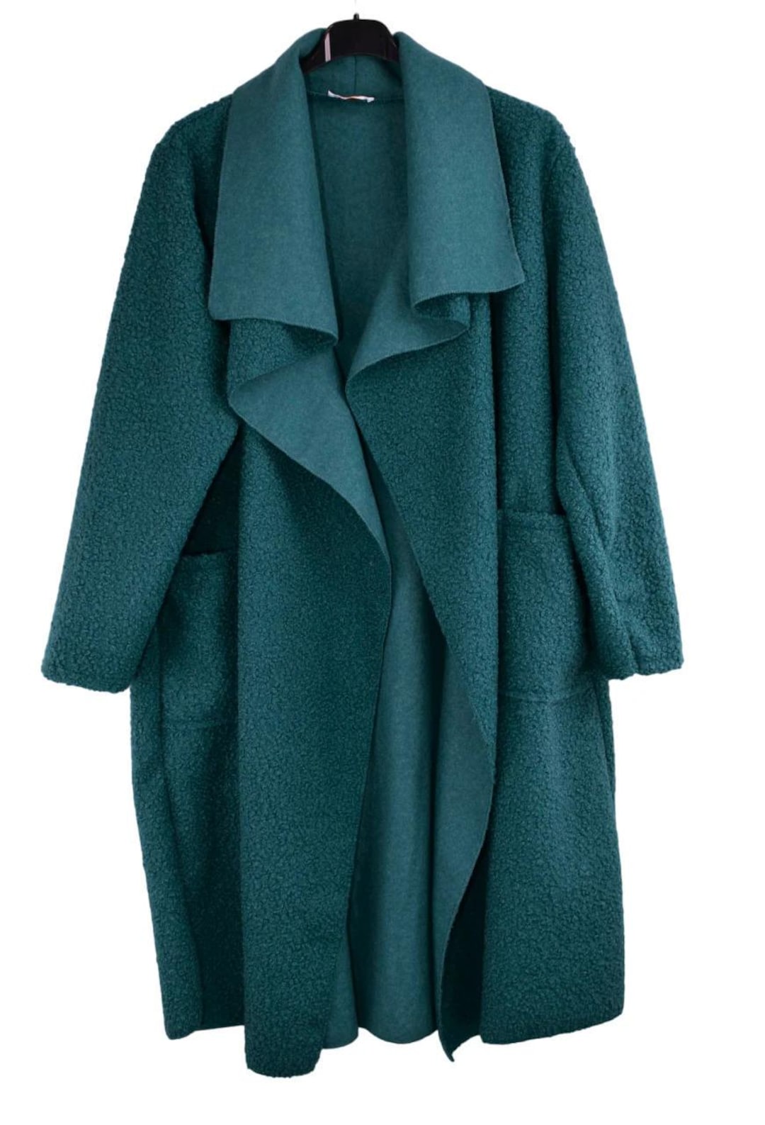 Bouclé Waterfall Coat, Italian Lagenlook Women’s Winter Jacket, Warm ...