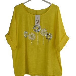 Foil Daisy Floral Cotton Top Women's Summer Tunic Tee Lightweight ...
