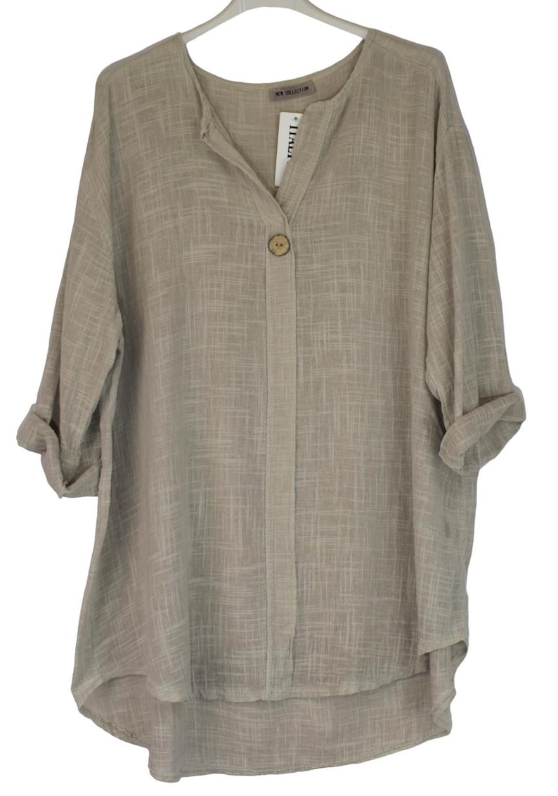 Ladies Italian Lagenlook Oversized Cotton Lightweight Summer Tunic Top ...