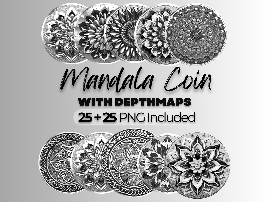 Mandala Coin PNG Clipart Coin Depth Map 3D Laser Engrave Brass Coin ...