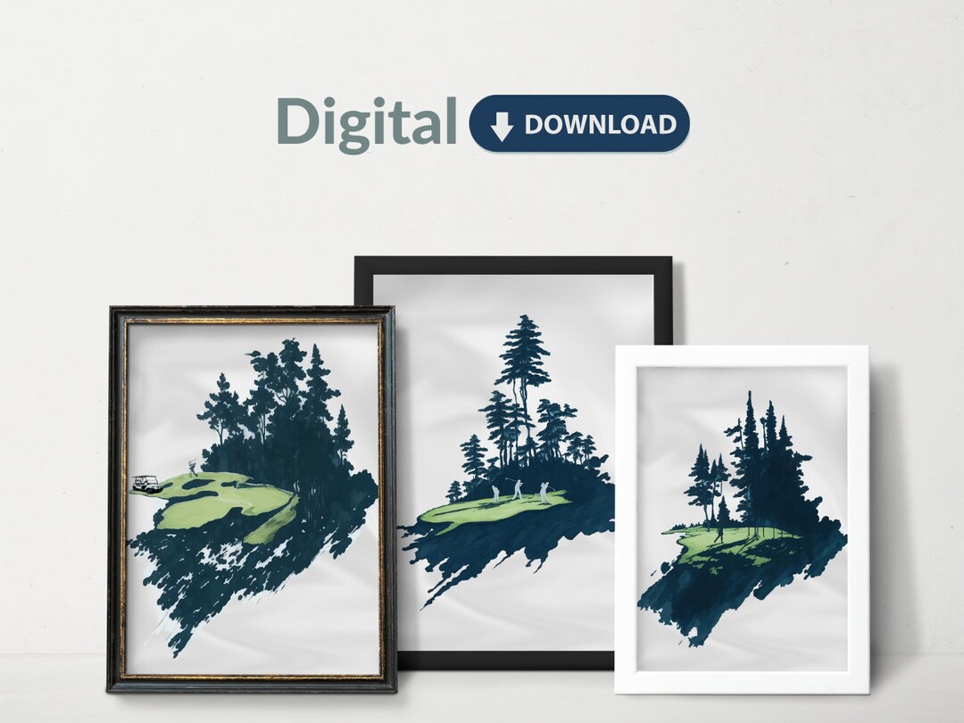 Watercolour Golf Course Map Illustration Golf Wall Art Golf Art Print ...
