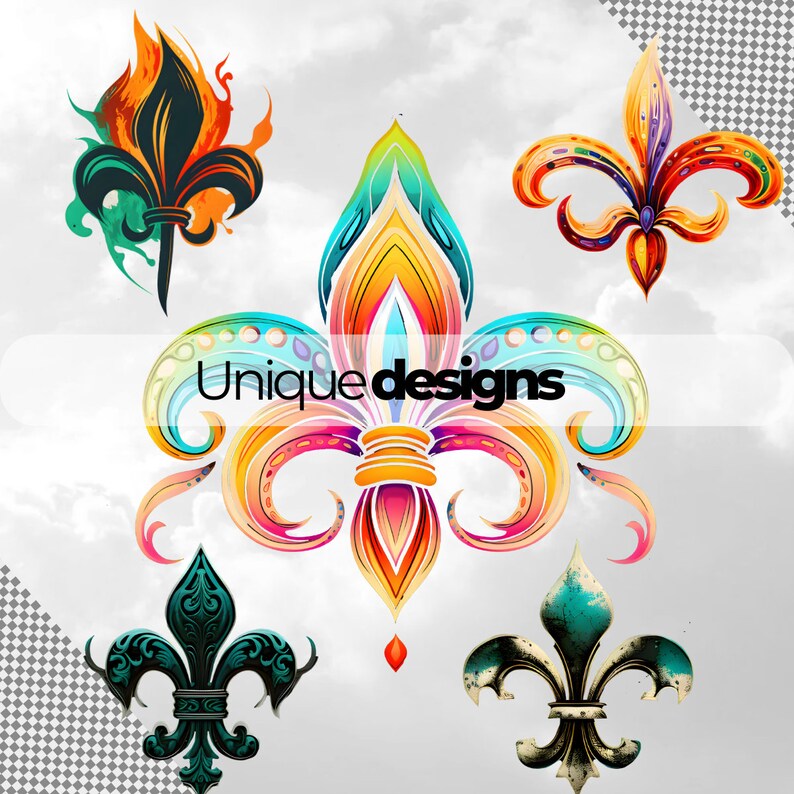 Fleur De Lis PNG Clipart Bundle Lily Flower Png Designs for Sublimation ...