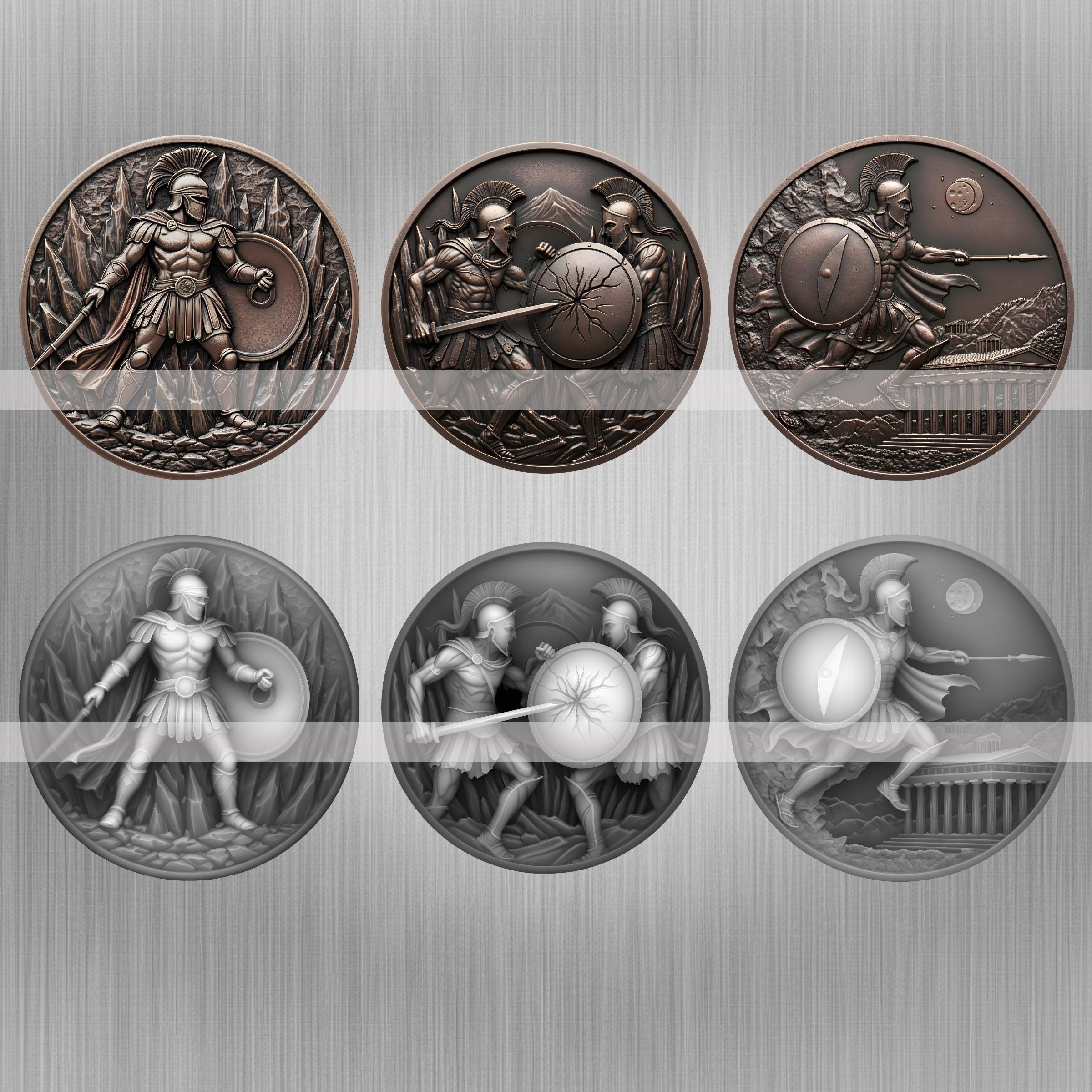 Spartan Coin Depth Map Bundle: 3D Embossing Depth Maps for Laser ...