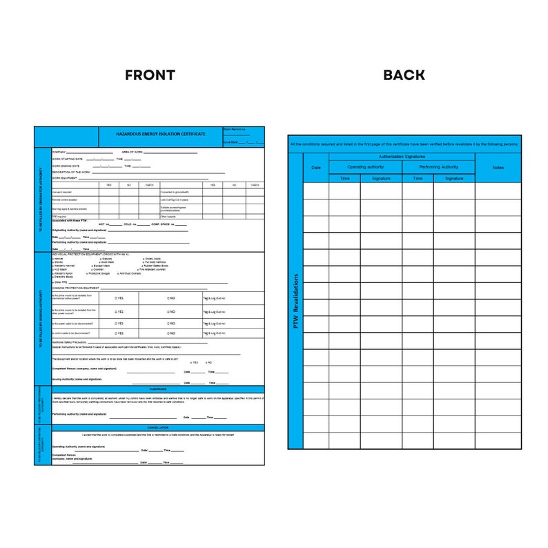 Osha/iso45001-compliant Permit to Work Procedure and Templates Permit ...