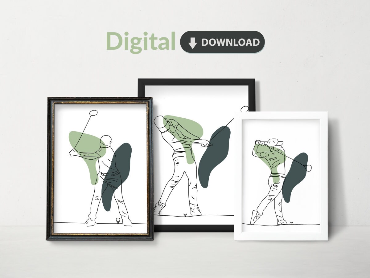 Minimalist Golf Player Line Art Golf Wall Art Golf Art Print Golf Art ...