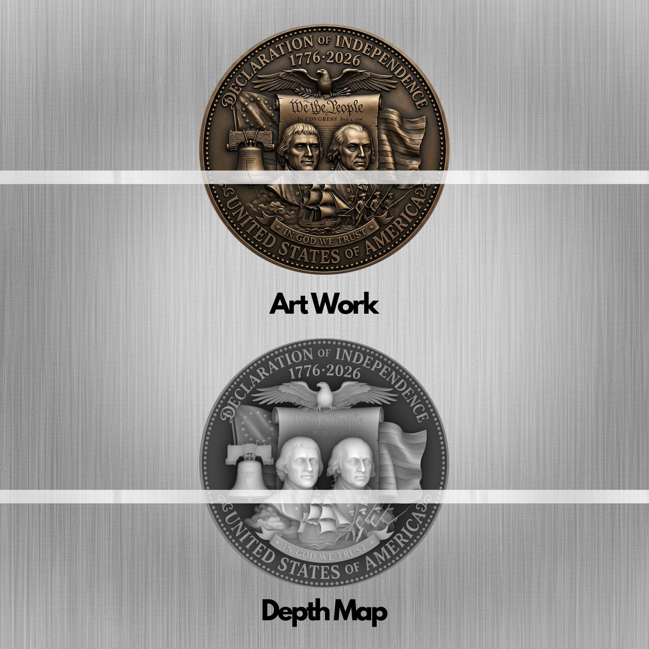 USA 250th Anniversary Coin Depth Map Bundle: 3D Embossing Depth Maps ...