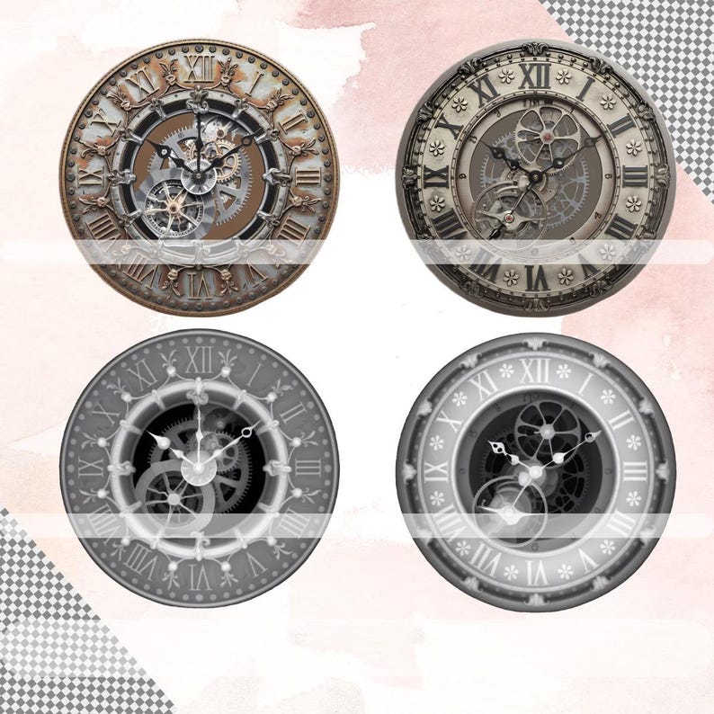 Gear Clock Coin Depth Map Bundle: 3D Depth Maps for Laser Engraving ...