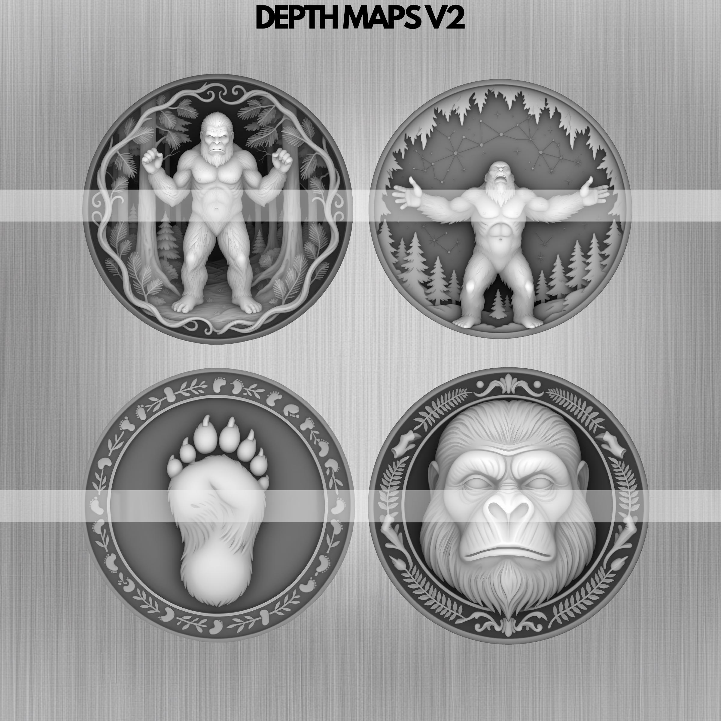 Bigfoot Coin Depth Map Bundle: 3D Embossing Depth Maps for Laser ...